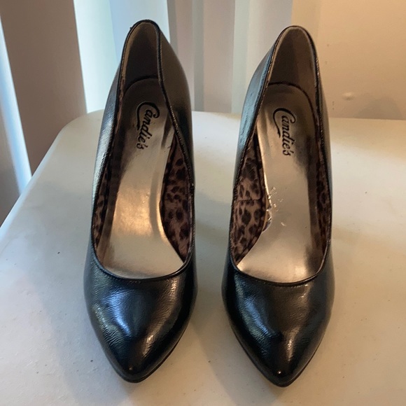 Candie's | Shoes | Candies Black High Heeled Pump Vegan Leather Shoes ...